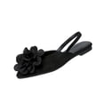 Black Women’S Fashion Flat Shoes With Floral Decor Pointed Closed Toe ...