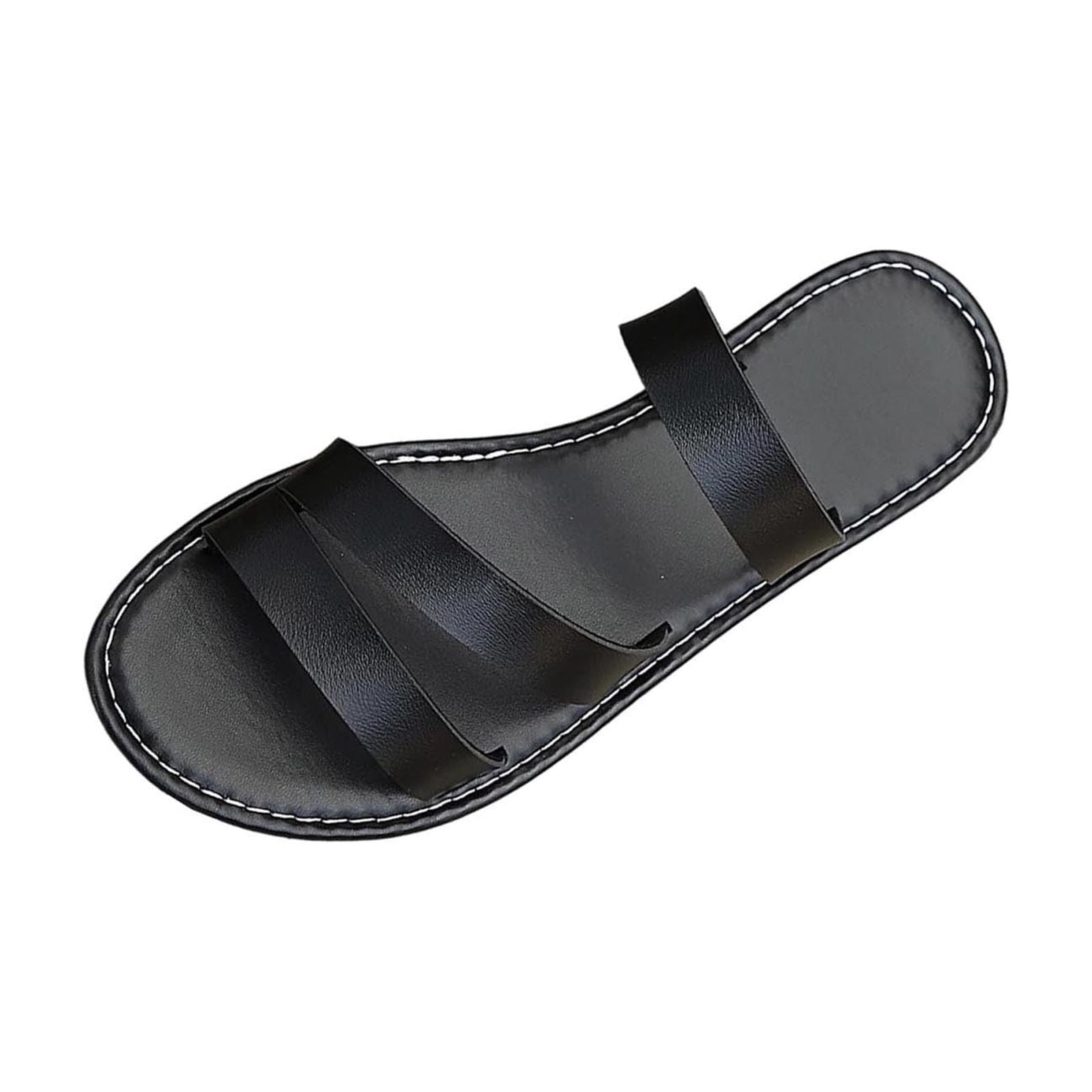 Black Women'S Fashion Plus Size Round Toe Flat Beach Roman Shoes Spring ...