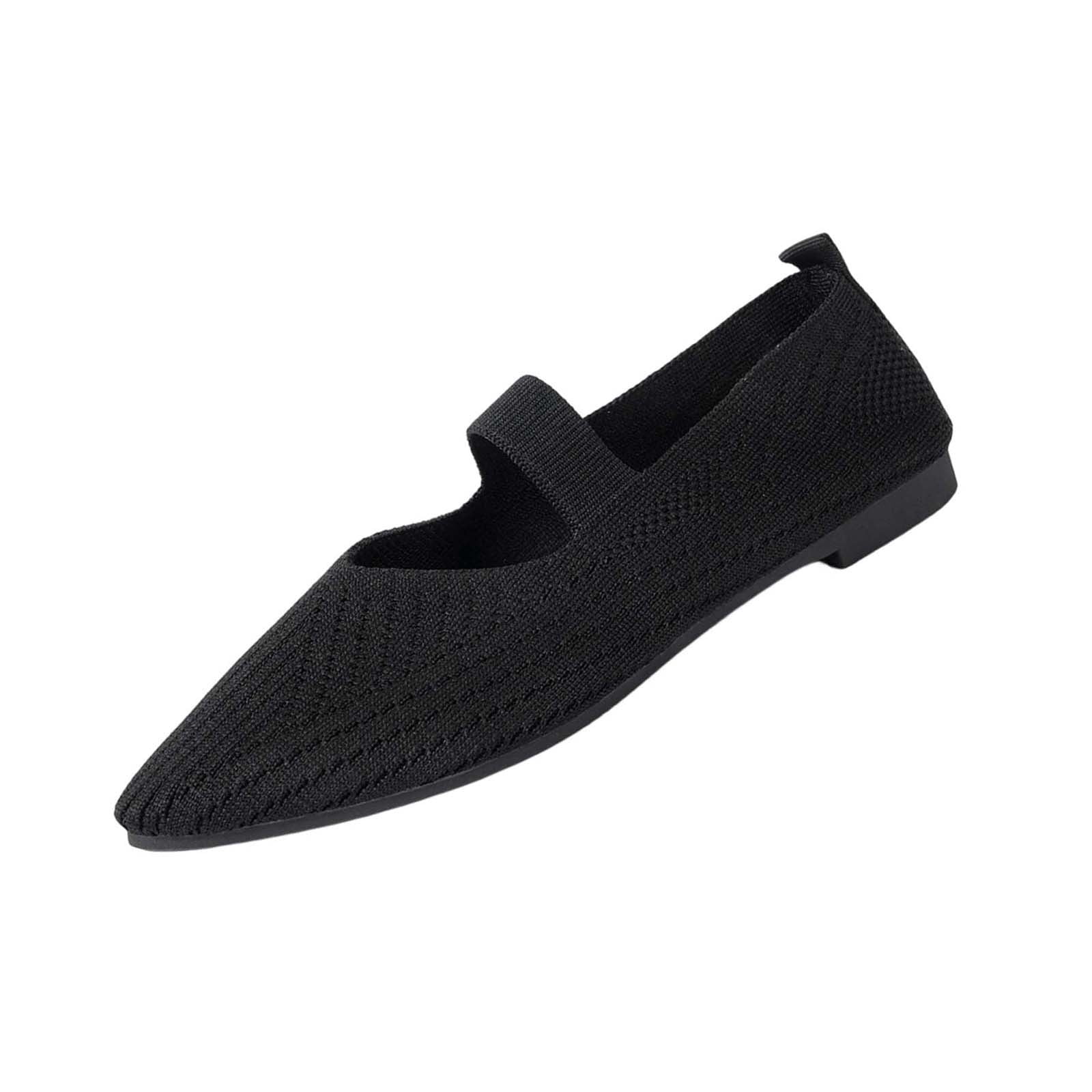Black Women'S Fashionable Flat Mesh Loafers Pointed Toe Casual Slip-On ...