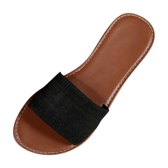 Black Women'S Flat Slippers With Soft Mesh Upper And Flexible Sole For ...