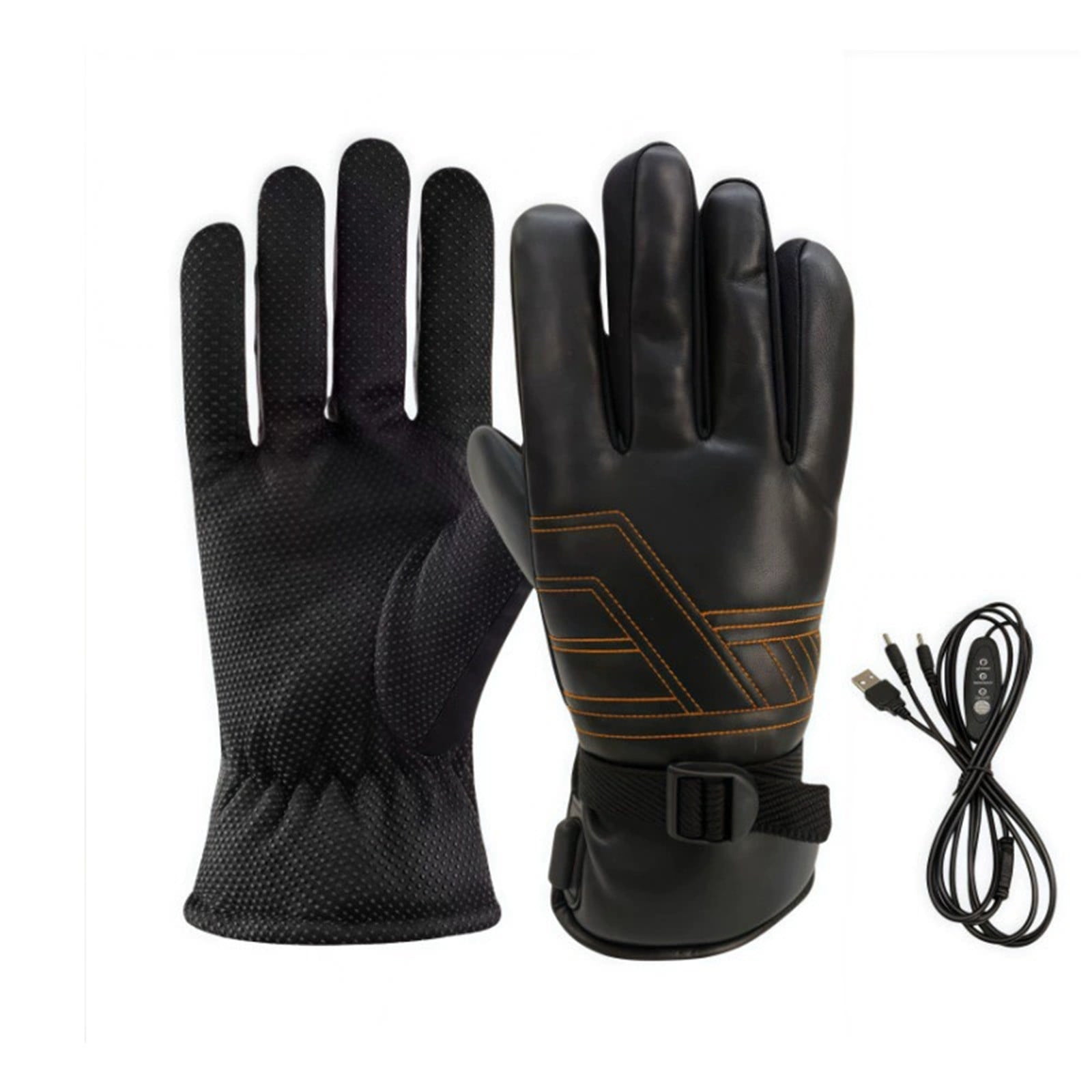 Black Women'S Heated Gloves 3 Gears Temperature Control Thermal Five ...