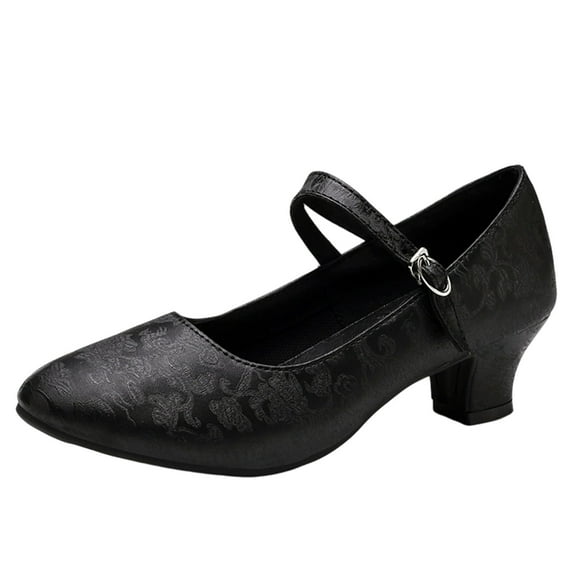 Black Women'S Latin Dance Shoes For Practice Shoes With Metal Buckle ...