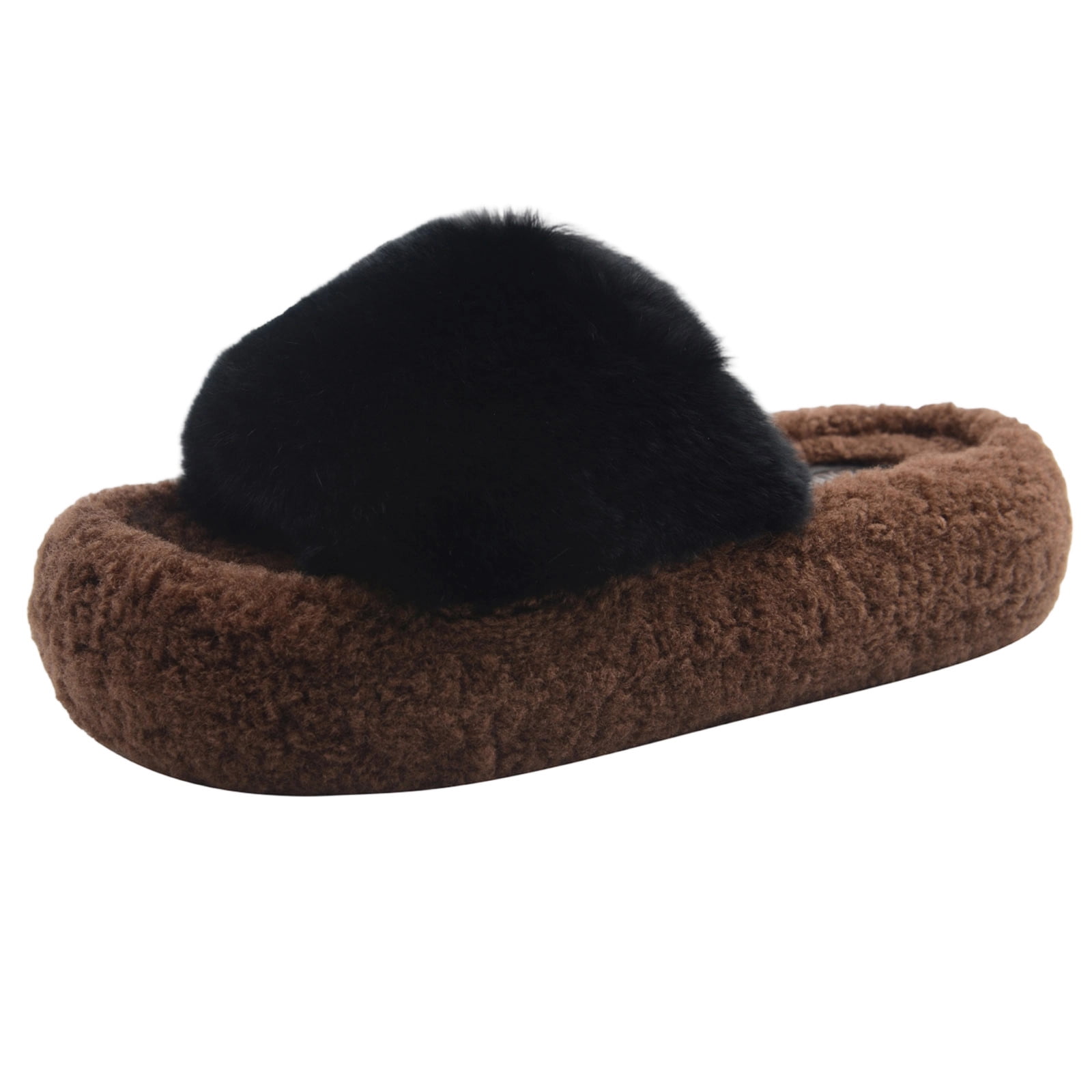 Black Women'S Letter Thick Sole Home Slippers Height Enhancing For ...