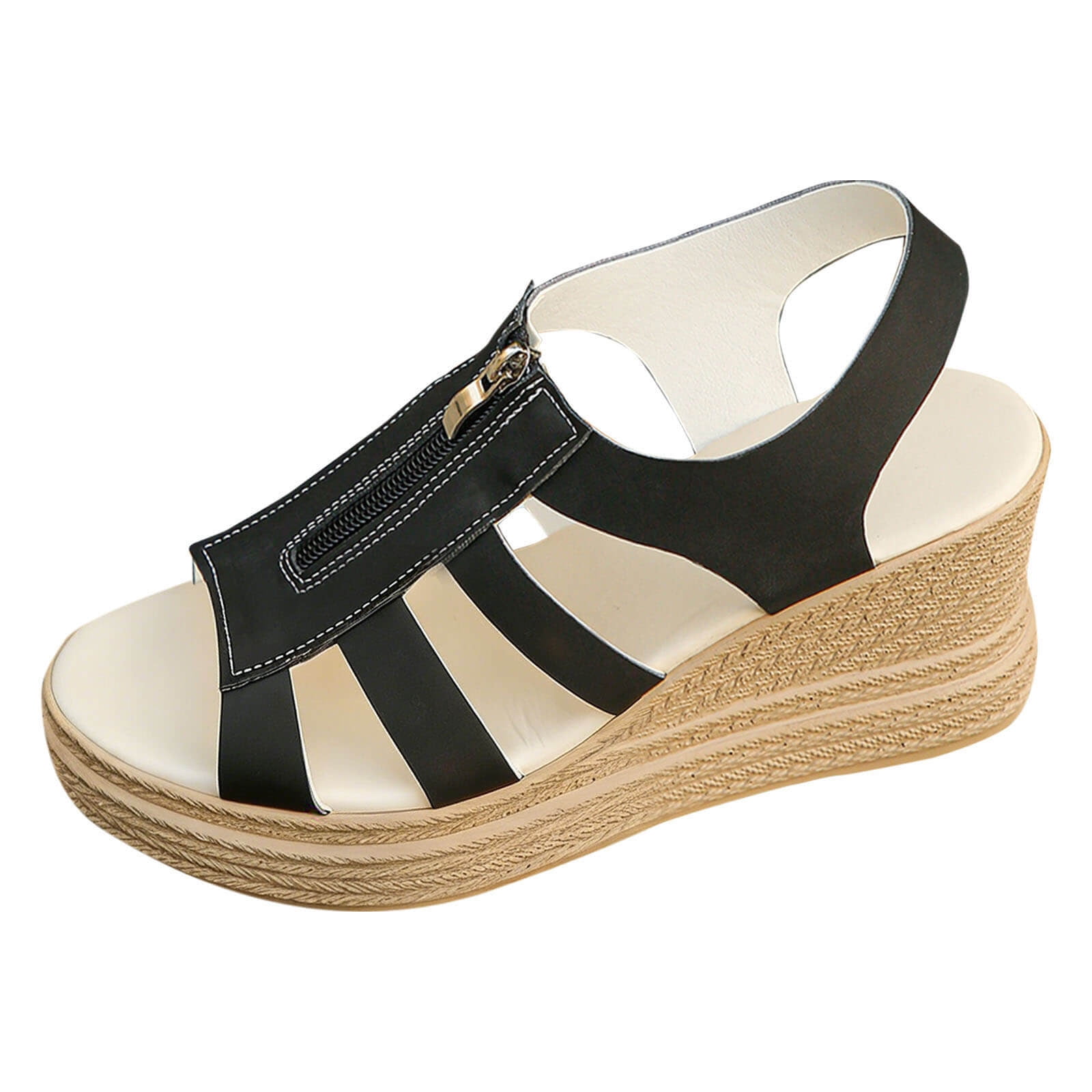 Black Women'S Platform Espadrille Slippers Casual Slip On Wedge Heel ...