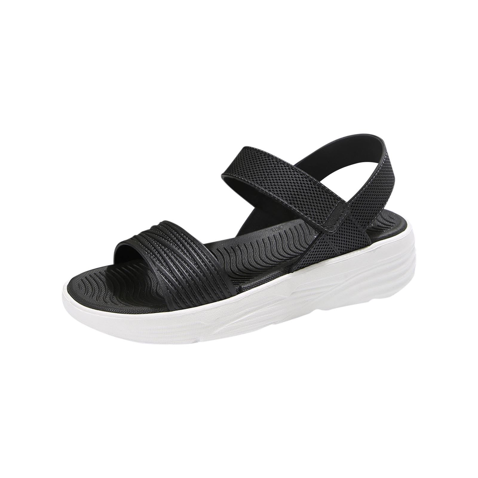 Black Women'S Platform Sandals Feature An Easy Hook And Loop Closure ...