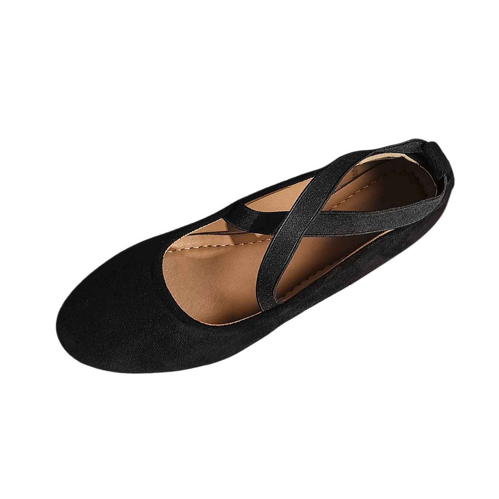 Black Women'S Round Toe Moccasins With Wedge Heels For Casual Wear ...