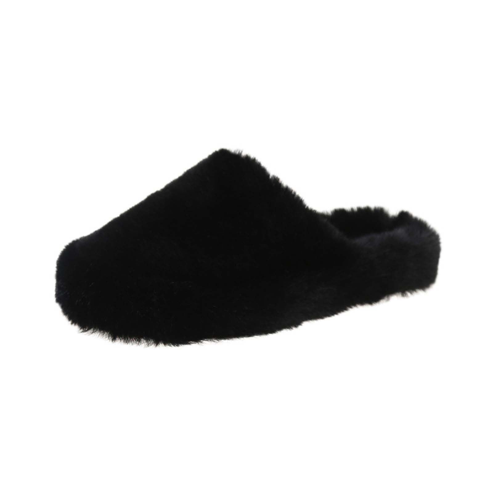 Black Women’S Soft Sole House Slippers, Plush Interior With Closed-Toe ...