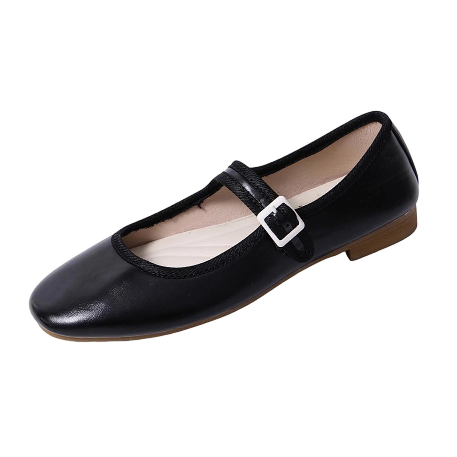 Black Women'S Spring Style Versatile Soft-Soled Flats With Single Strap ...