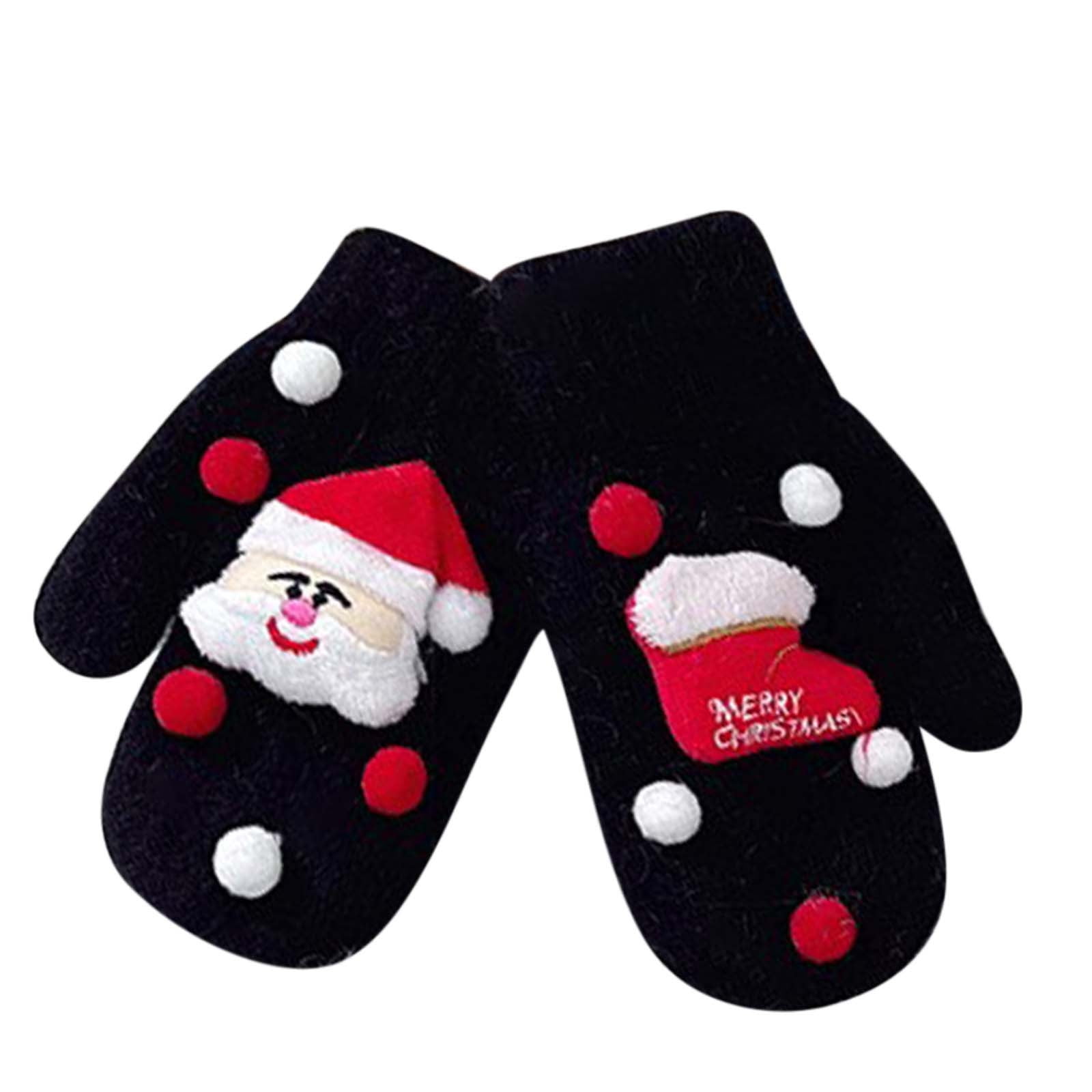 Black Women'S Winter Gloves With Festive Themes And Touchscreen ...