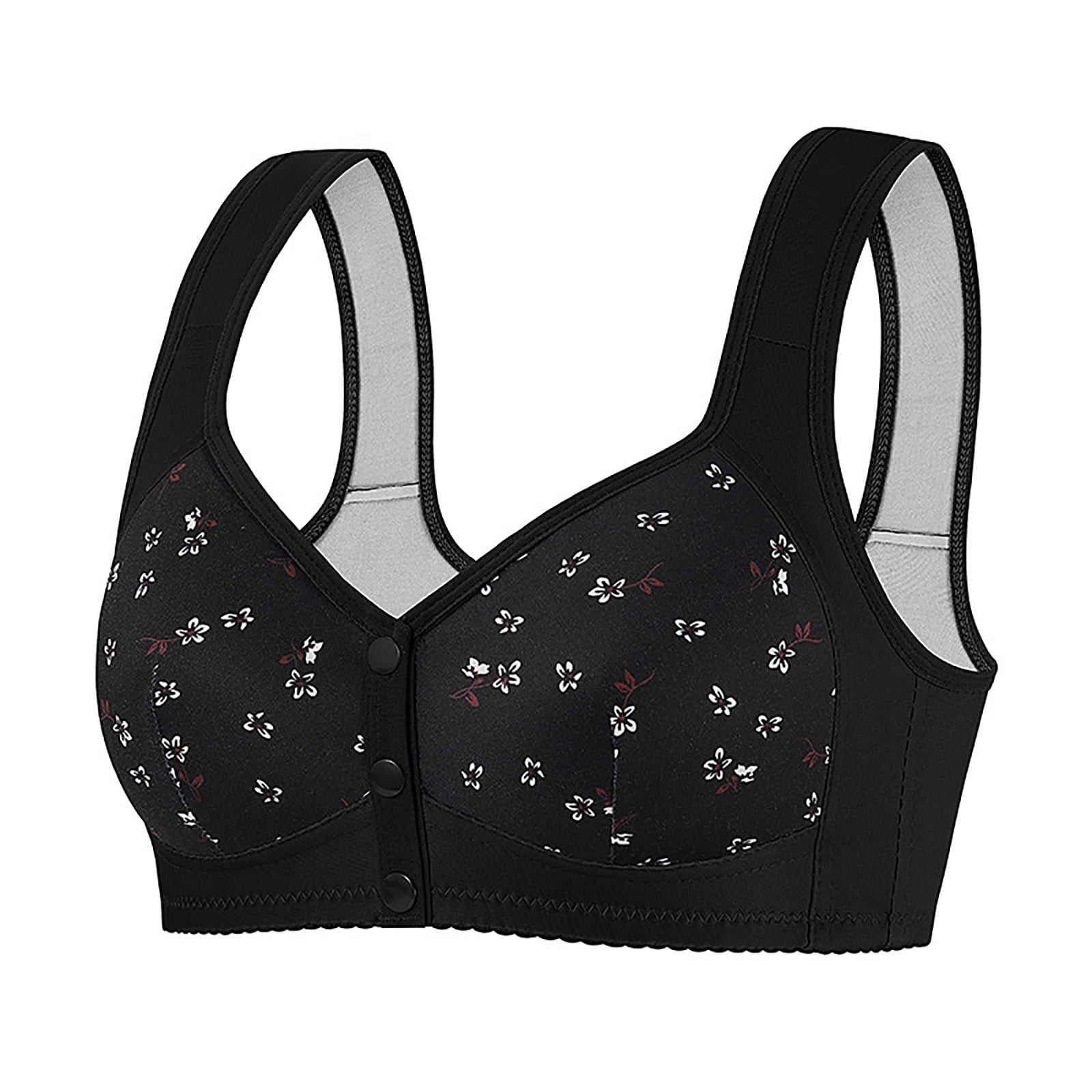 Black Women Seamless Front Wireless Graphic Loose Fit Oversized Bras ...
