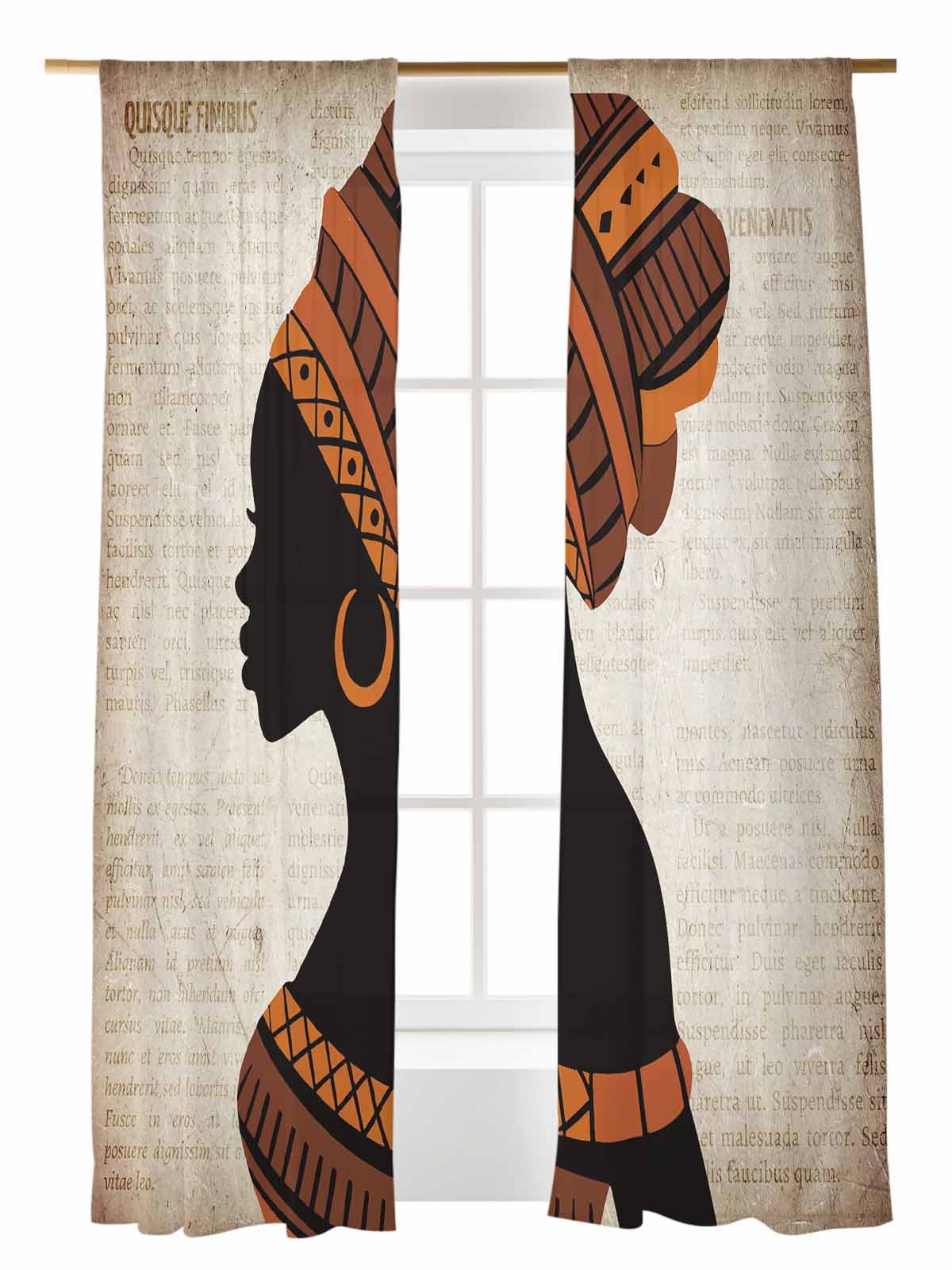 Black Women Sheer Curtains 2 Panels Set Africa Nation Retro Text ...