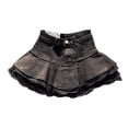 Black Women Skirt for Women Lace Denim Cowgirl Basic Patchwork Midi ...