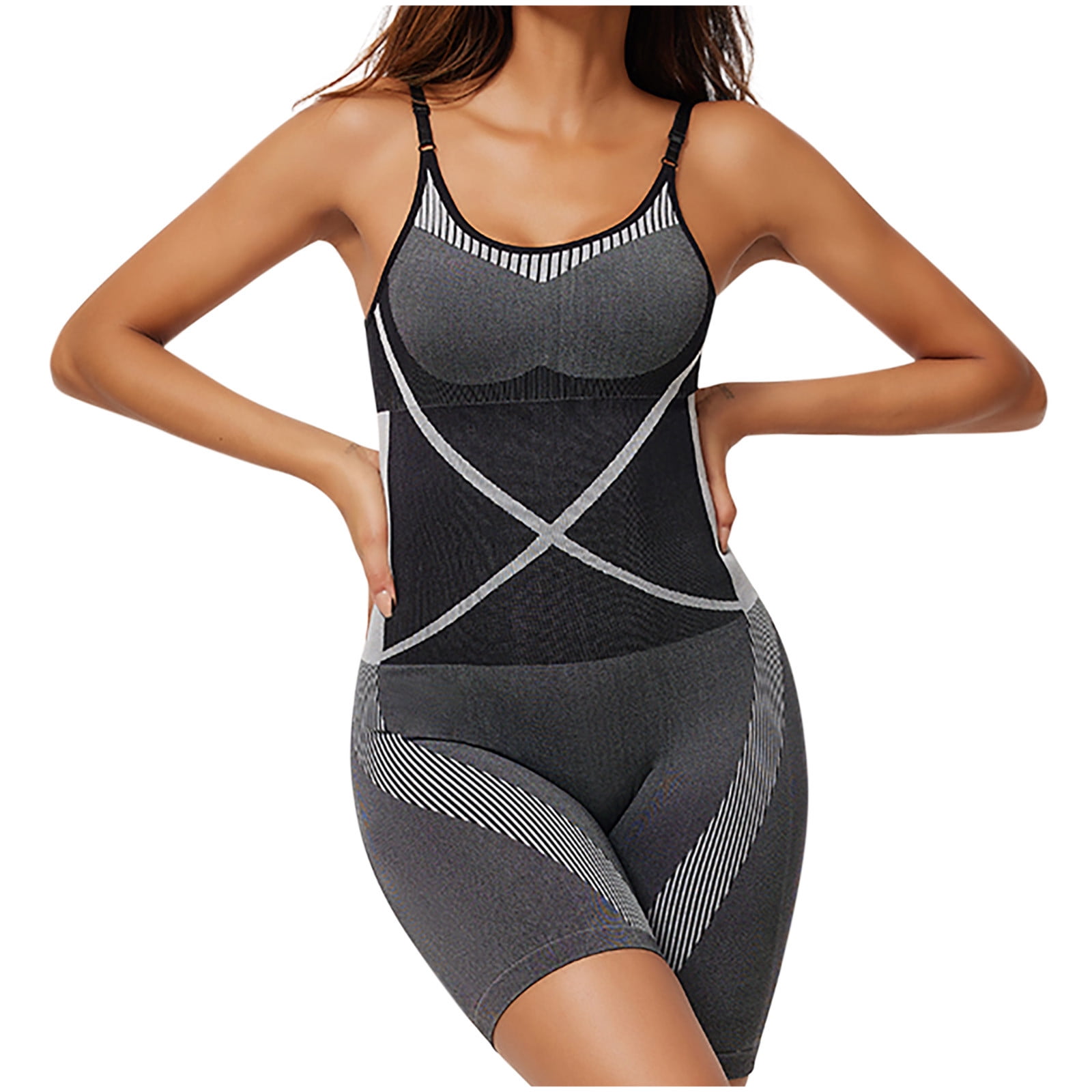 Black Women Spaghetti Strap Bodycon Oversized Coveralls Shapewear Body ...