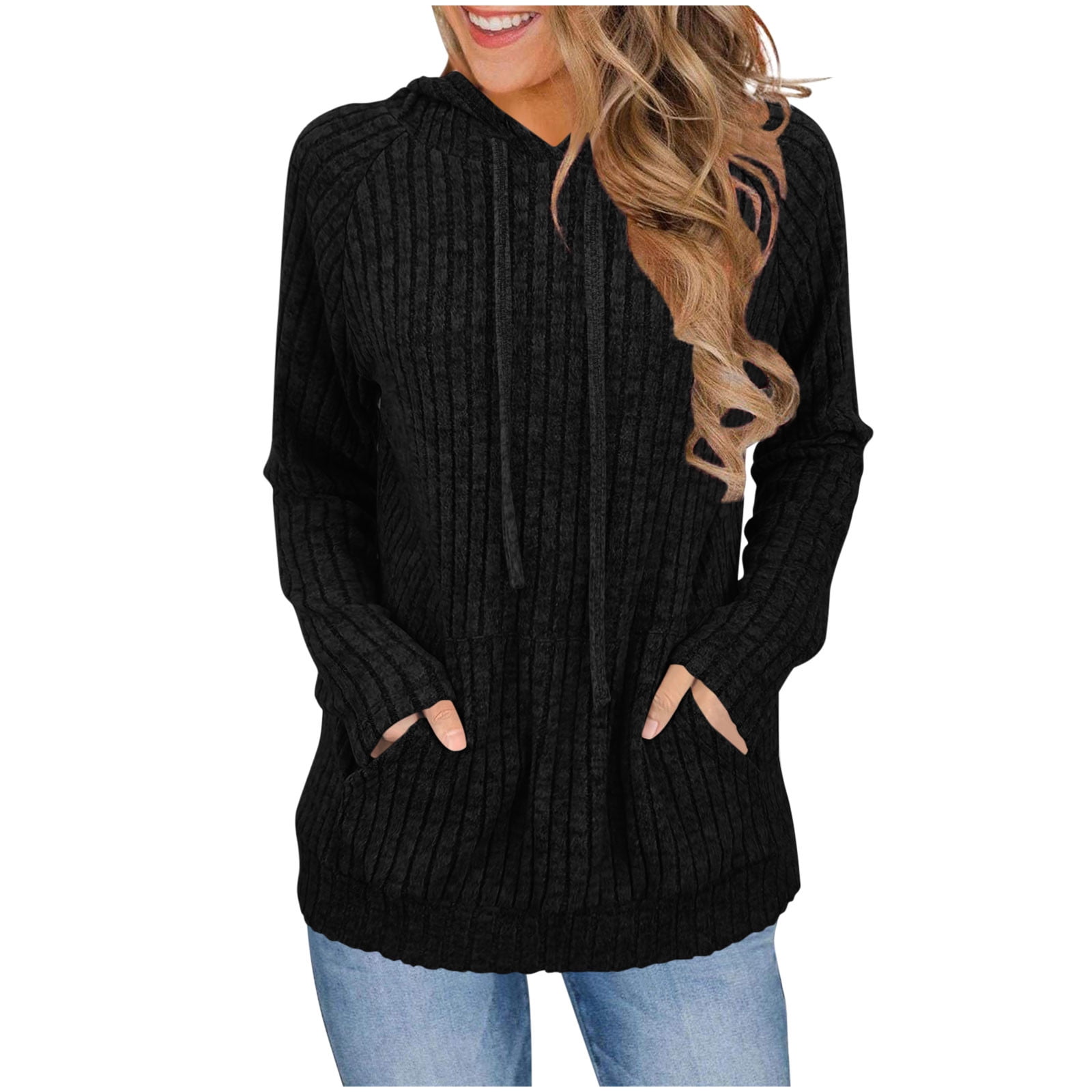 Black Women Spandex Hoods Outfits for Women Long Sleeve Crochet Striped ...