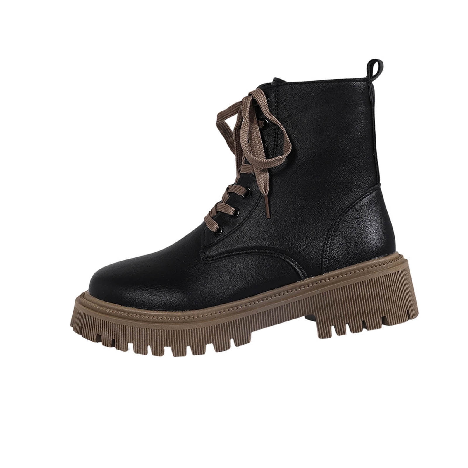 Black Women Stylish Cold Season Ankle Boots With Circular Toe Side ...