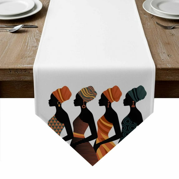 Black Women Table Runner Linen Burlap Table Runner 72 Inches Long ...