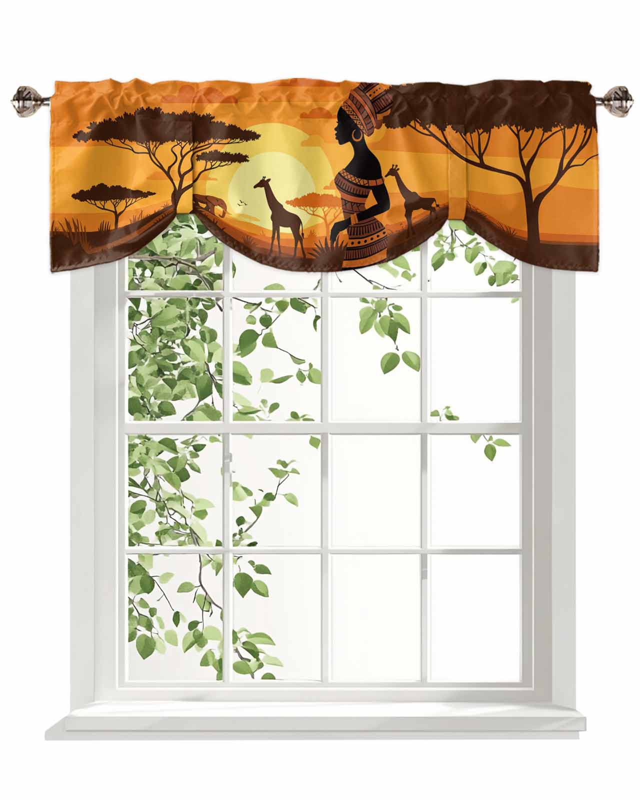 Black Women Tie Up Valances Curtain, Adjustable Kitchen Africa Nation ...