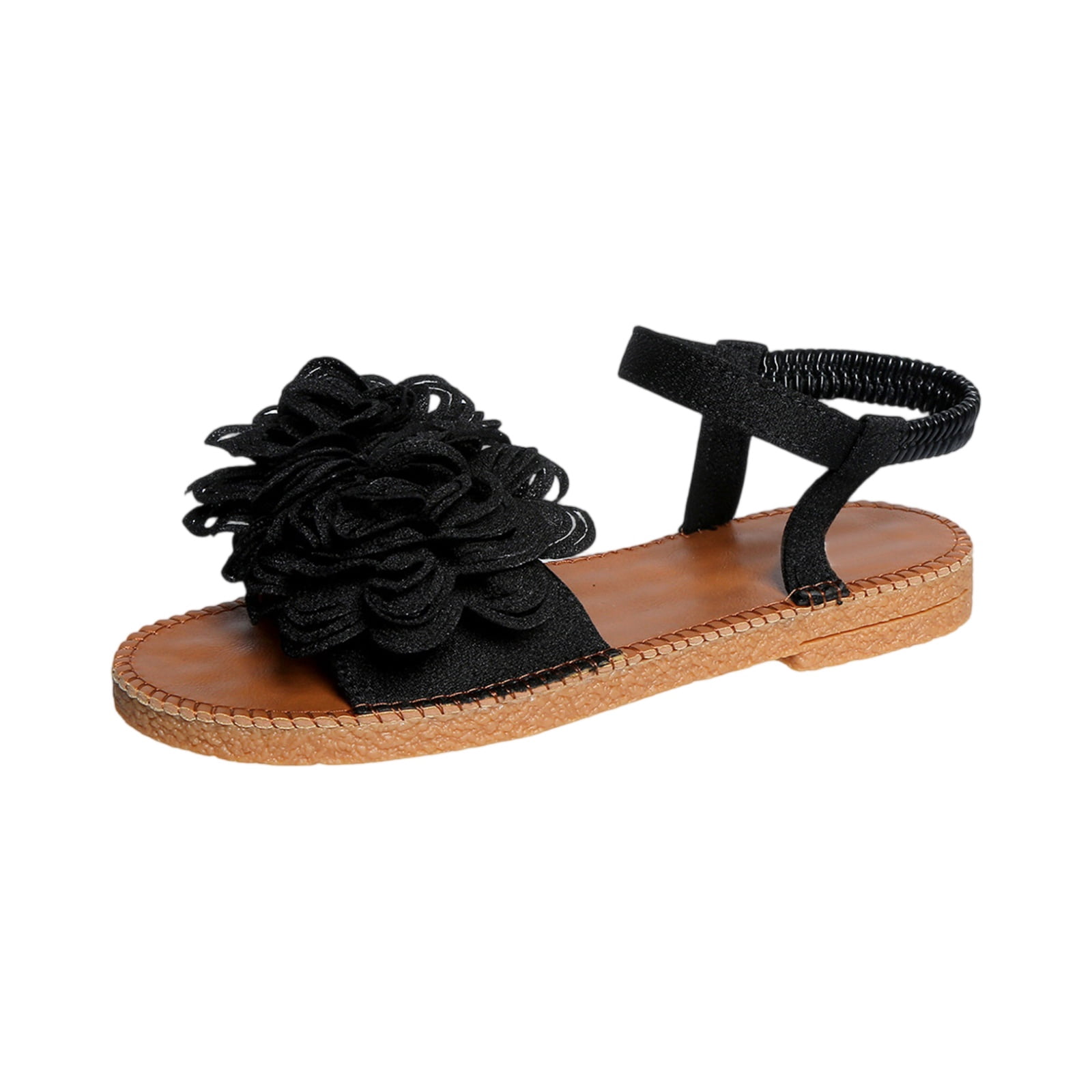 Black Women's Bow Summer Dress Sandals 2026 Slingback Flats Dressy ...