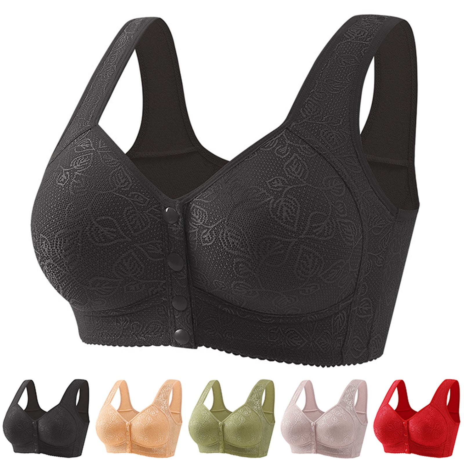 Black Women's Bra, Women Sexy Lace Front On Shaping Cup Adjustable ...