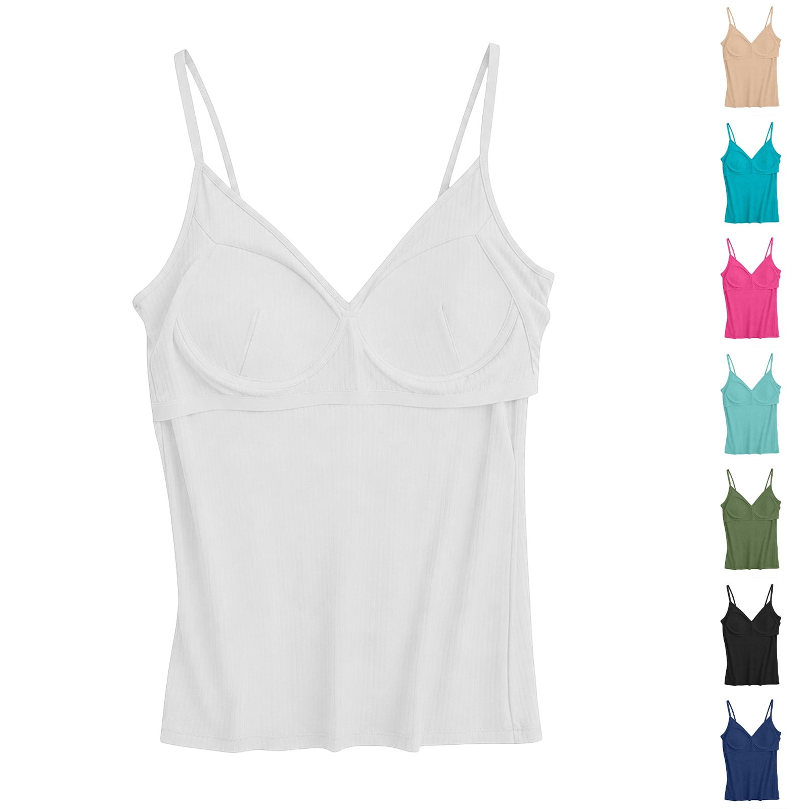 Black Women's Shelf Bra Camisole Tops Ribbed Polyester,Spandex Summer ...
