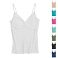 Black Women's Shelf Bra Camisole Tops Ribbed Polyester,Spandex Summer ...