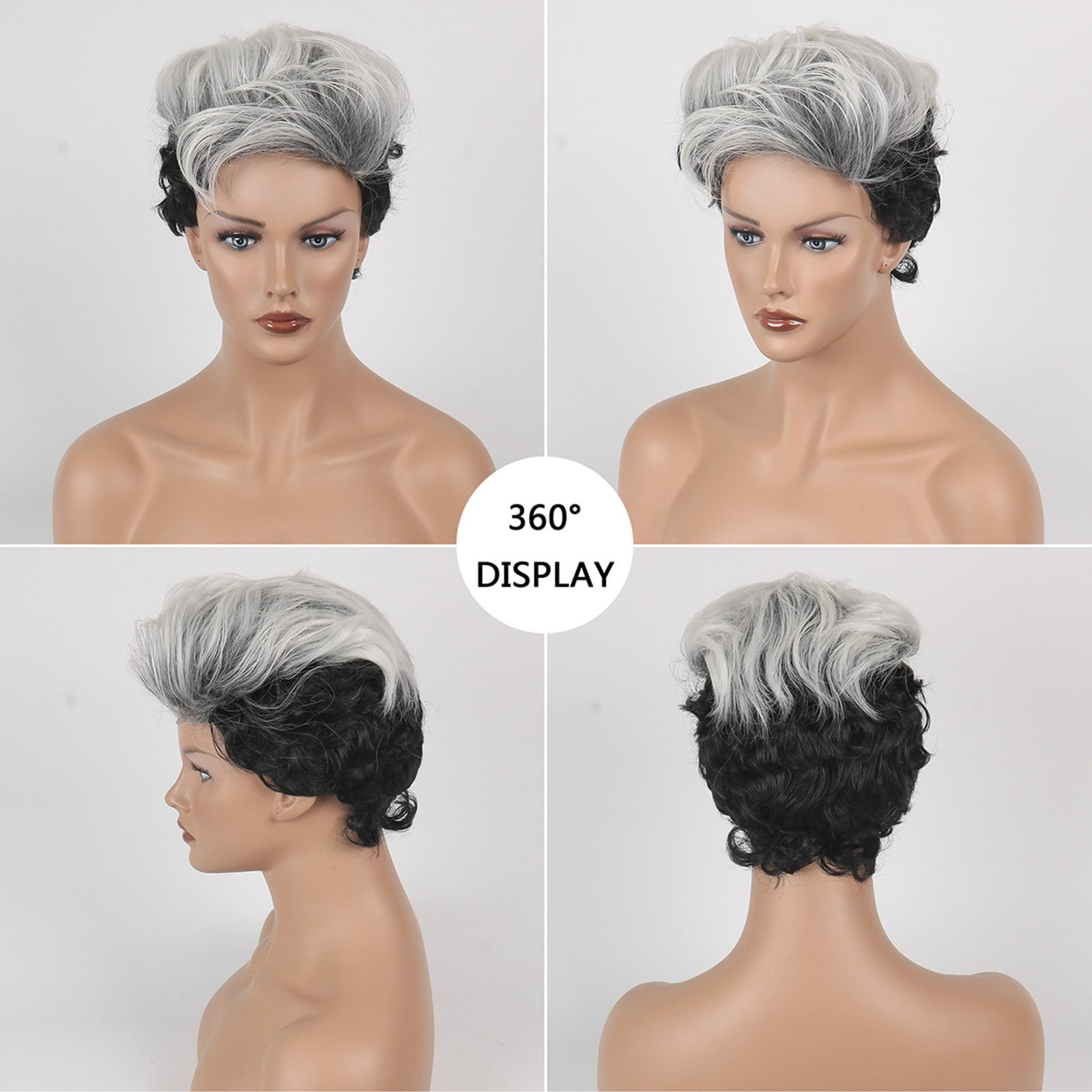 Black Women's Turban Wig African Wig Black Women Short Hair Cut Curly ...