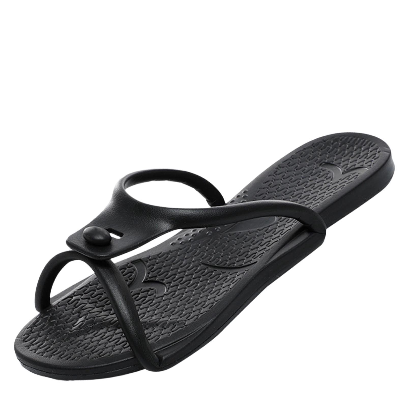 Black Womens Black Flip Flops Sandals Travel Beach Summer Soft Sole ...