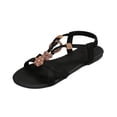 Black Womens Boho Beaded Sandals Versatile Ankle Fastening Fashion ...
