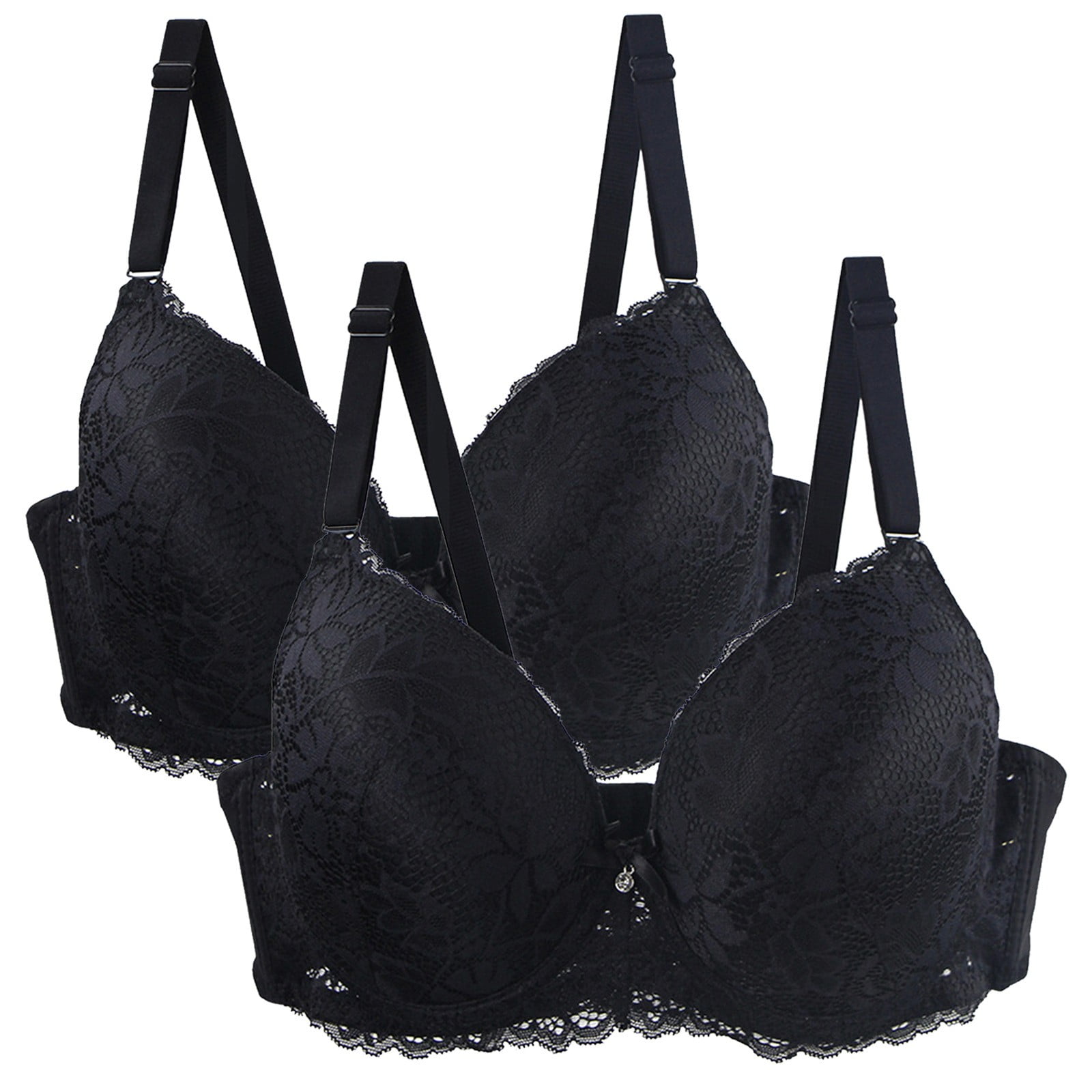 Black Womens Bras Pack Of 2 Women's Bra Set Lace Up Bra Set Comfortable ...