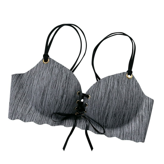 Black Womens Button Up Front Closure Spaghetti Strap Bras for Ladies ...