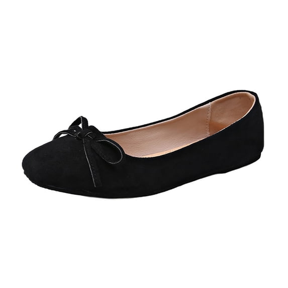 Black Womens Casual Flat Shoes Summer Breathable Round Toe Bow For ...