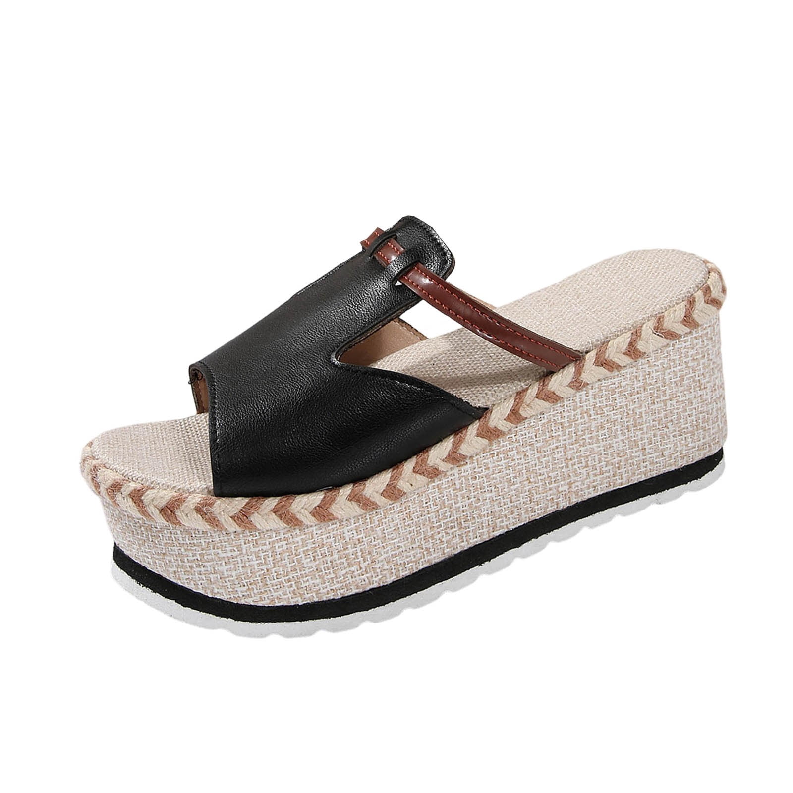 Black Womens Casual Open Toe Peep Toe Platform Wedge Sandals ...