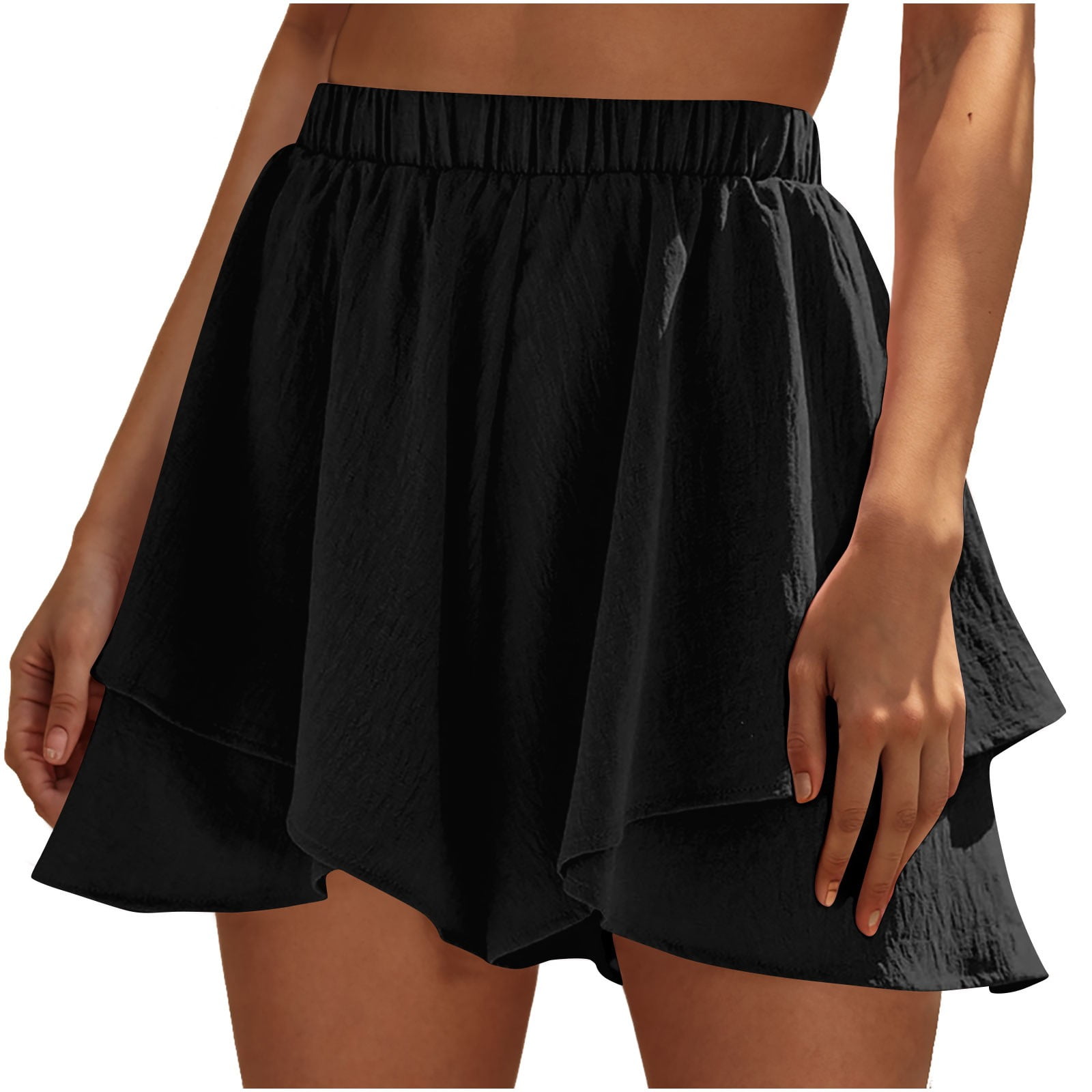 Black Womens Chiffon Shorts Sport Gym Beach Lounge Shorts for Ladies ...
