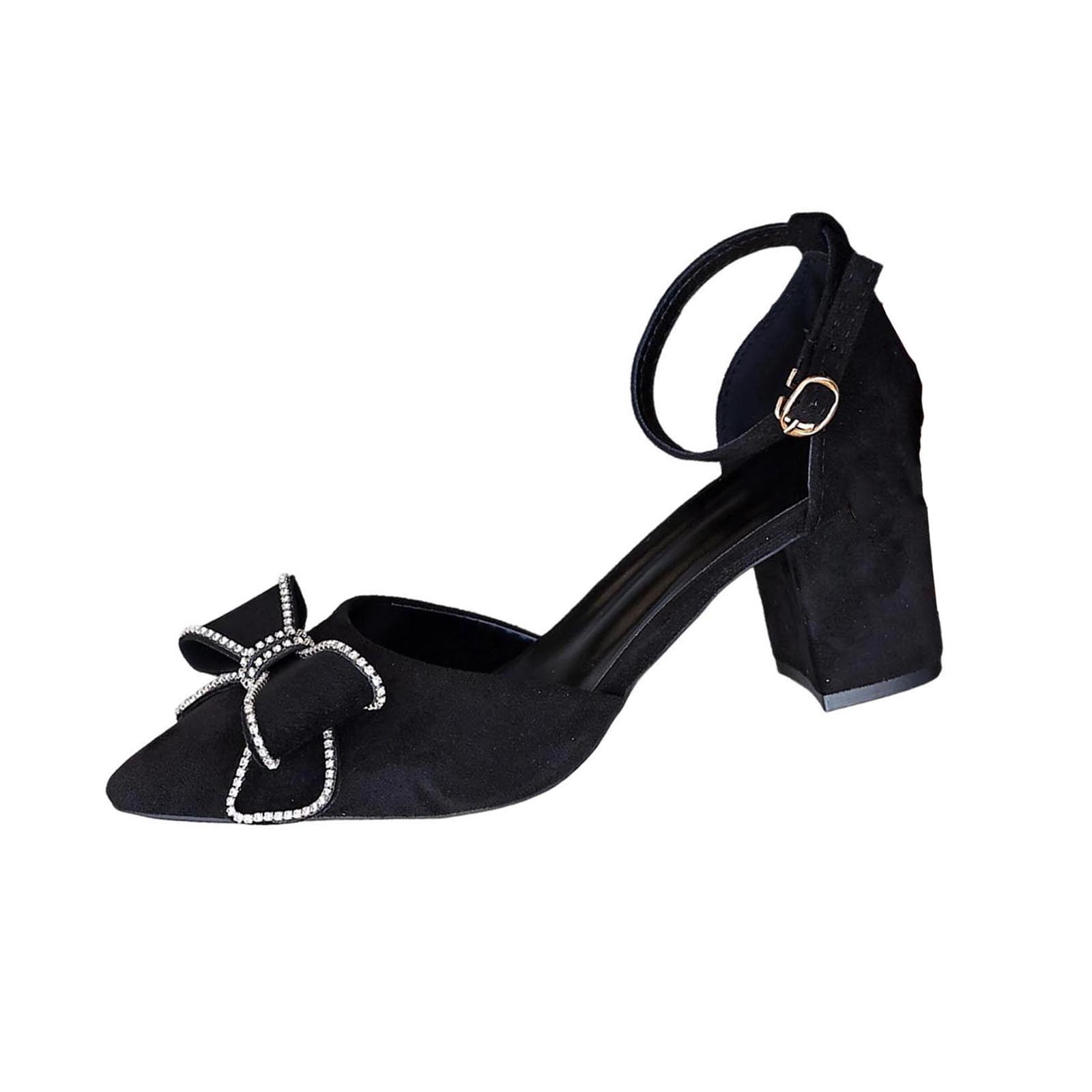 Black Womens Dressy Closed Toe Block Heel Sandals Solid Tone Pointed ...