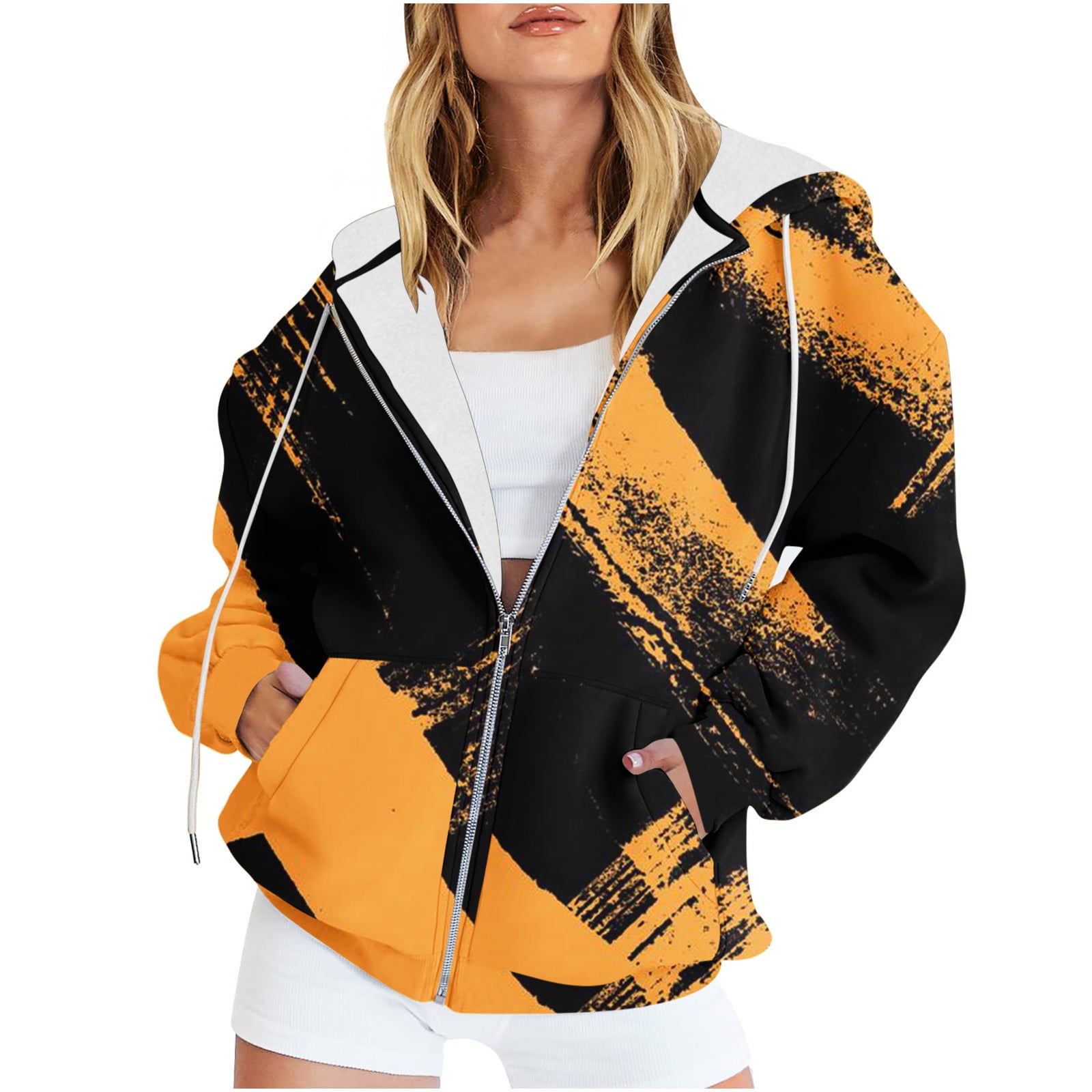 Black Womens Graphic Sweater Jackets Hoods Outfits Sweatshirt for ...