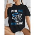 Black Womens Graphic T-Shirt With Car Engine Print And Playful I Still ...