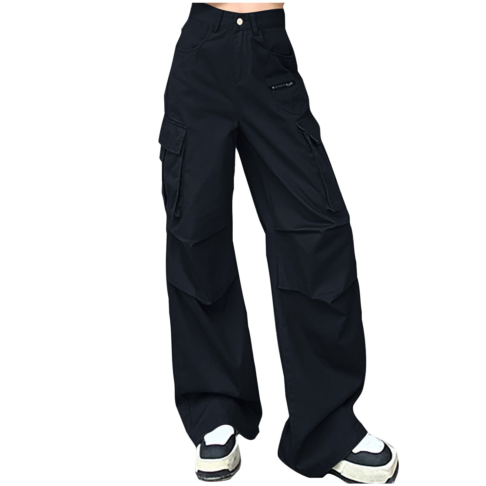 Black Womens High Leg Straight Leg Long Leg Pants for Ladies Work Wild ...