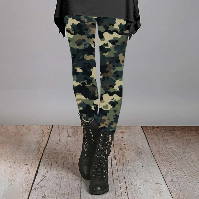 Black Womens Leggings Women's Autumn and Winter Camouflage Leggings ...