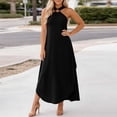 Black Womens Long Backless Halter Dresses for Ladies Sleeveless Long ...