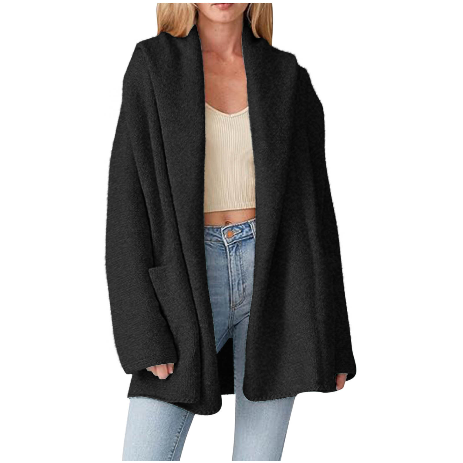 Black Womens Long Sleeve Jackets Outerwear for Women High Neck Spandex ...