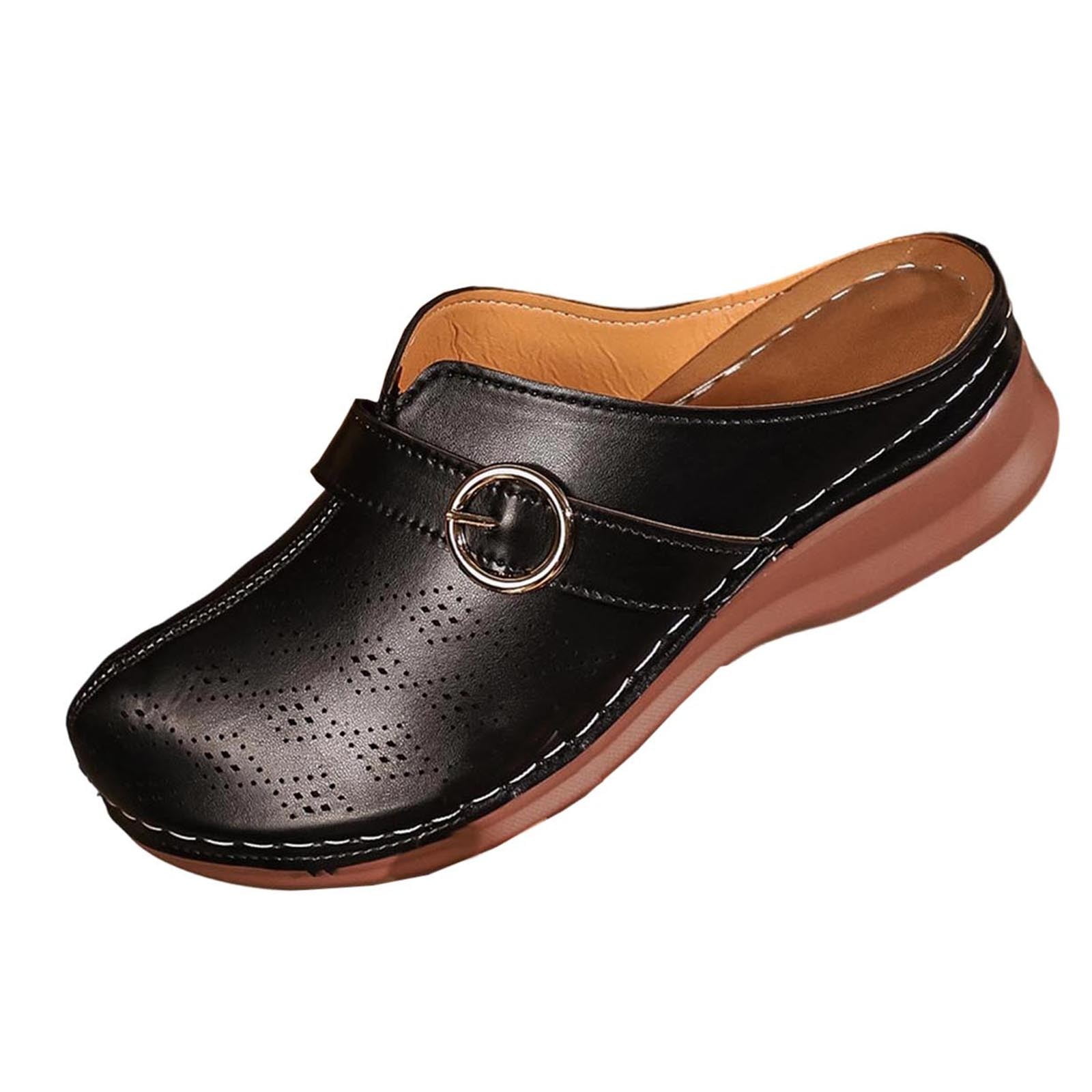 Black Womens One Strap Wedge Heel Slippers Open Toe Casual Summer ...