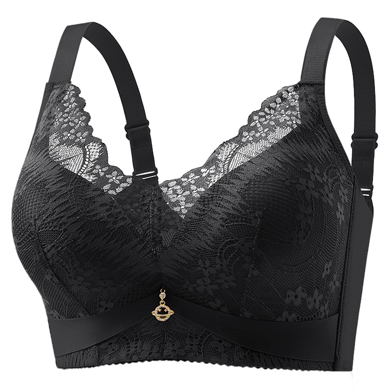 Black Womens Open Back Spandex Button Bralette for Women Push Up Pushup ...