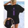 Black Womens Oversized Graphic T-Shirt With Purple CREATE Print, Round ...