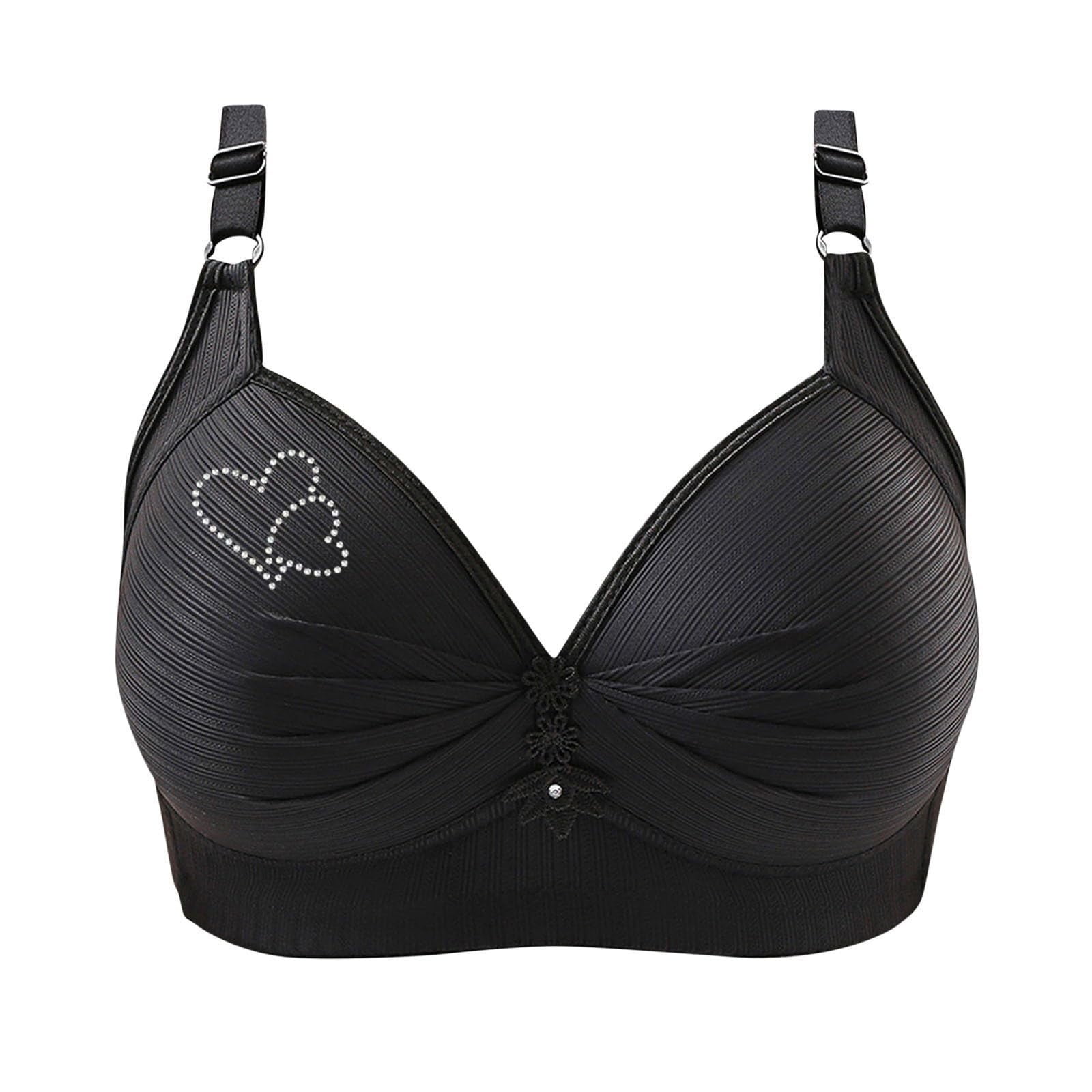 Black Womens Plus Size Bras for Women No Underwire Adjustable Bras Full ...