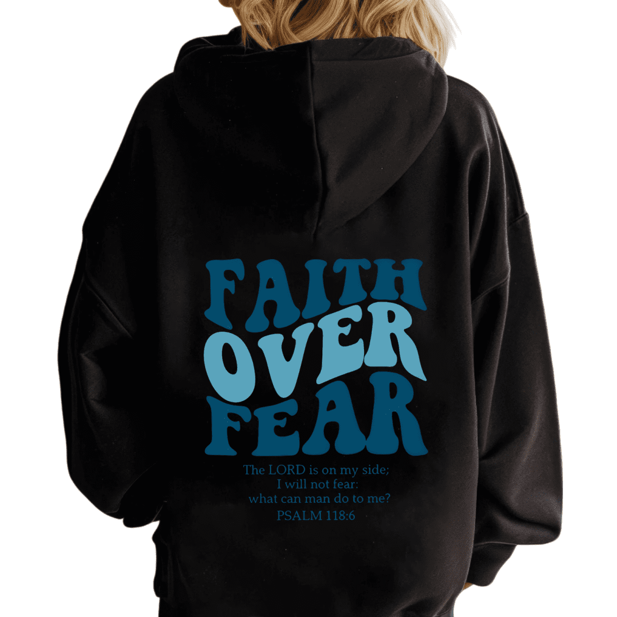 Black Womens Print hoodie Graphic Sweatshirt Chic Blue Gradient FAITH ...