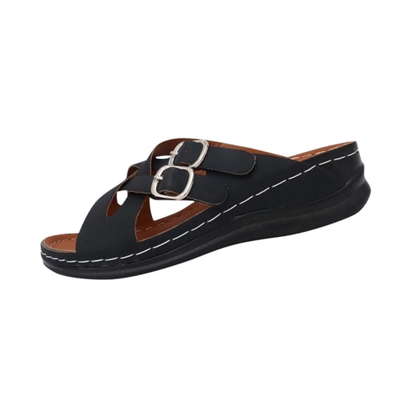 Black Womens Pu Breathable Sandals For Spring Summer One Foot Color ...