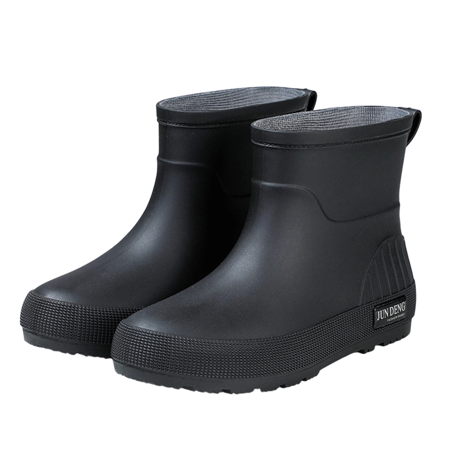 Black Womens Rain Boots Short Top Waterproof Slip Resistant Outdoor ...