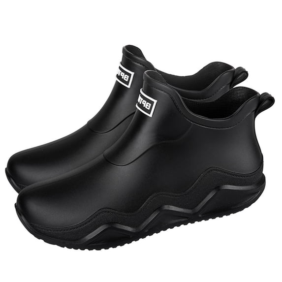 Black Womens Rain Boots Water Shoes Low Top Rubber Sole Casual Outdoor ...