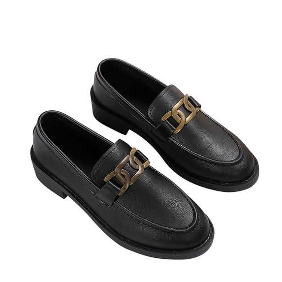 Black Womens Round Toe Low Heel Casual Ankle Boots Slip On Leather ...