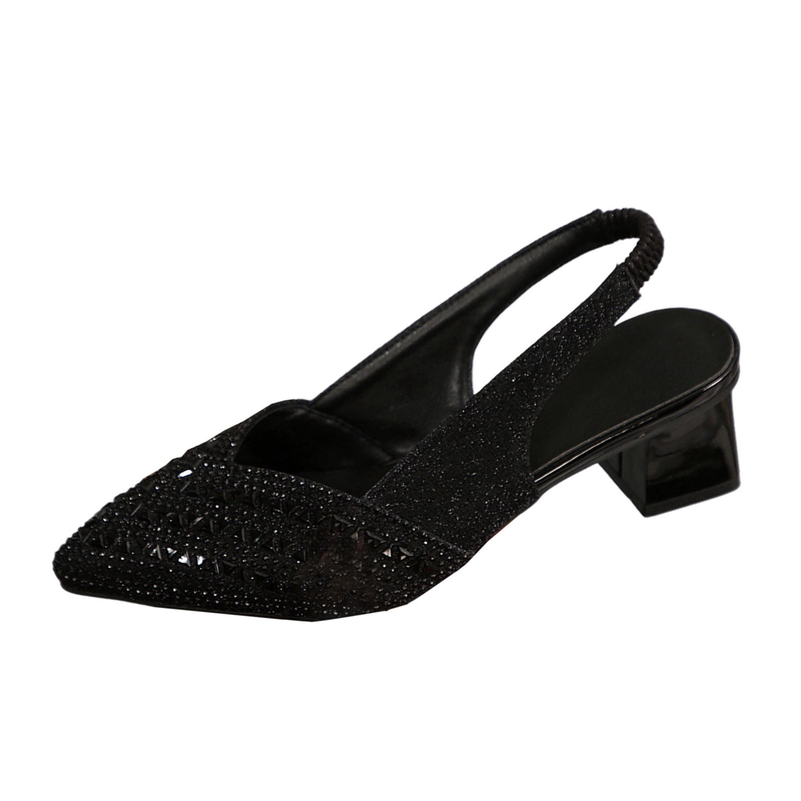 Black Womens Sandals Pointed Toe Closed Toe Block Heel Mid Heel ...
